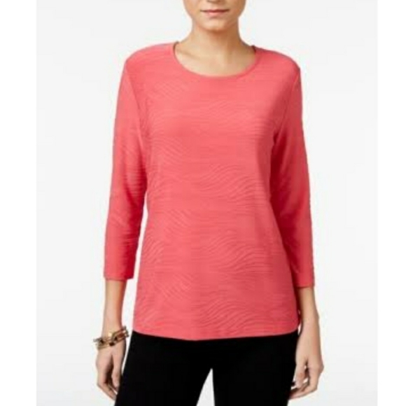 JM Collection | Tops | Jm Collection Pink Textured Jacquard Top | Poshmark